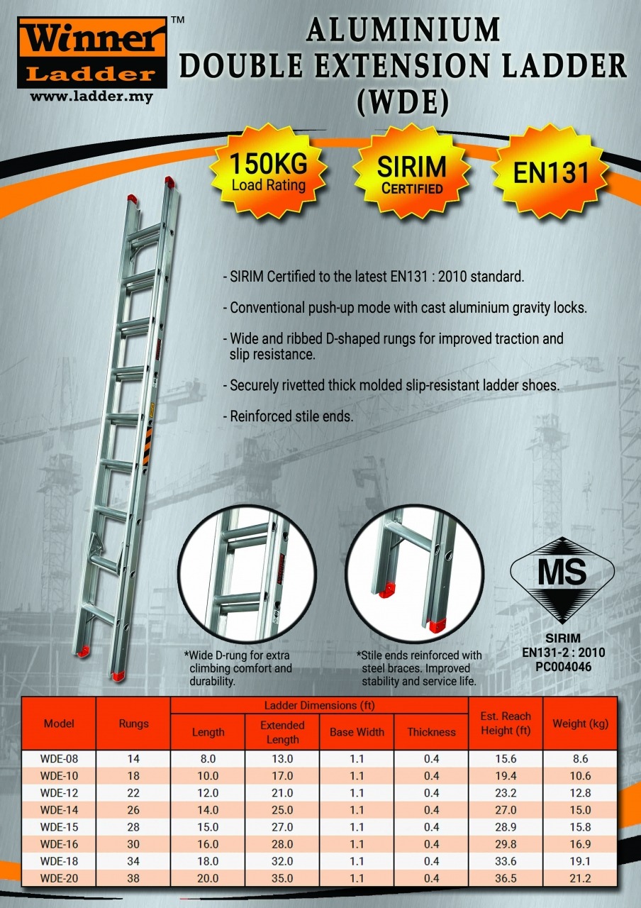 Winner Double Extension Ladder - MYLadder Sdn Bhd