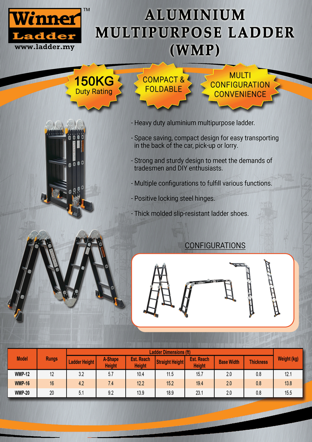Winner Aluminium Multipurpose Ladder - MYLadder Sdn Bhd